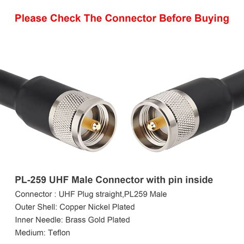 Xrds Rf Kmr Uhf Coaxial Cable Ft Pl Uhf Male To Male Connector Coax Jumper Low Loss