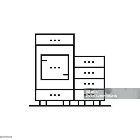 Network Server 라인 아이콘 벡터 일러스트 레이 션입니다 로고 모바일 앱 웹사이트 Ui Ux 기호 기호에 대한 아이콘 디자인 데이터 센터에 대한 스톡 벡터 아트