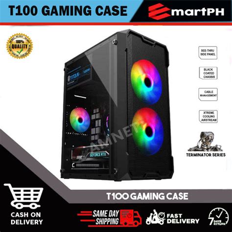 Emartph Best Buy Keytech T100 Tempered Glass Side Mesh Front Panel Gaming Pc Case Black