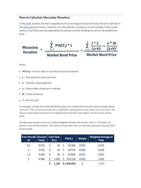 Macaulay Duration Pdf