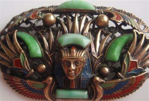 Fabulous Rare Neiger Brothers Egytpian Revival Brooch Rare Stones