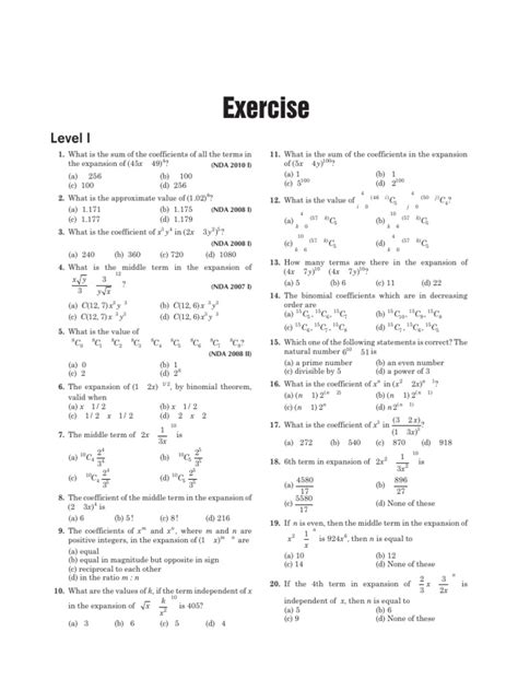 Binomial Theorem Pdf Mathematical Objects Numbers