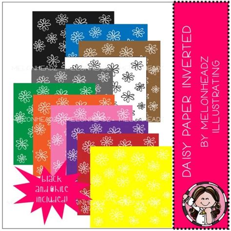 Digital Paper Daisy Inverted Melonheadz Illustrating