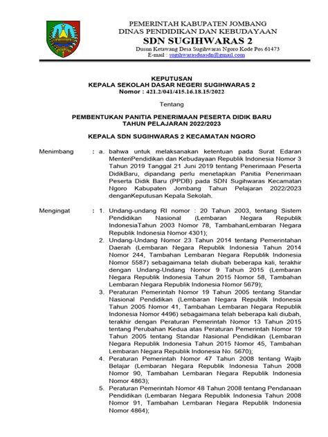 Contoh Sk Panitia Ppdb 2021 Pdf