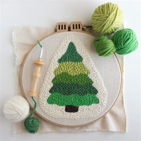 Punch Needle Evergreen Tree Pattern Patrones De Puntos Dos Agujas Bordado Aguja Magica