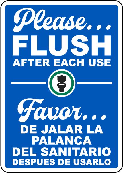 Spanish Sign Please Flush Toilet Generic Bilingual