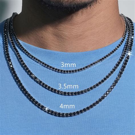 S925 Sterling Silver 3mm Black Moissanite Tennis Chain Moissanite