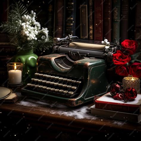Premium Ai Image Typewriter Writing The Christmas Tale Classical Writers