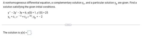 Solved A Nonhomogeneous Differential Equation A