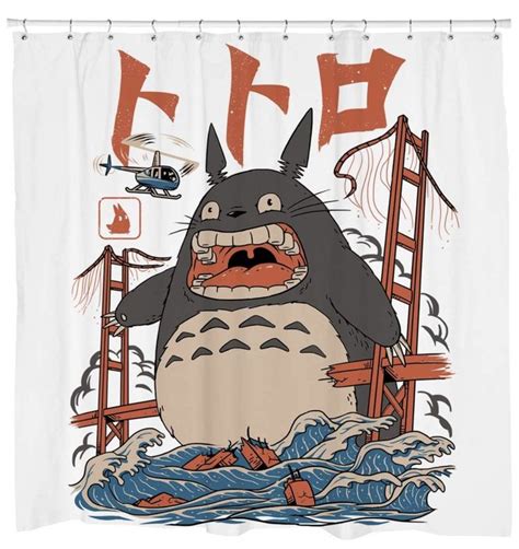 Godzillatotoro Mashup Shower Curtain Funny Shower Curtains Unique