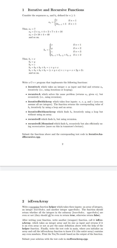 Solved Iterative And Recursive Functions Consider The Chegg
