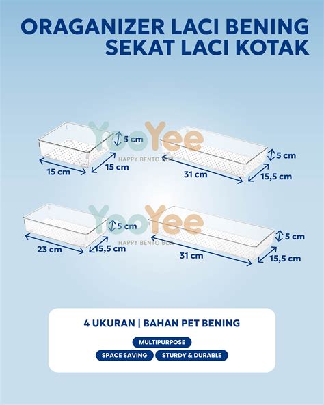 Jual Yooyee Organiser Laci Bening Acrylic Kotak Penyimpanan Serbaguna Sendok Pisau Make Up