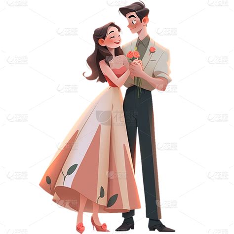 情人节3d立体c4d插画可爱情侣人物元素素材