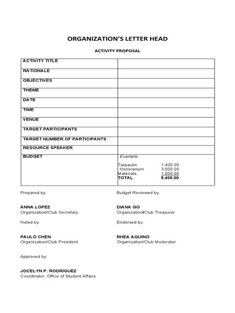 Activity Proposal Template Pdf