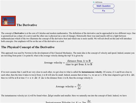 Sos Math The Derivative Activity For 9th 10th Grade Lesson Planet