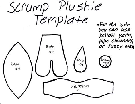 Scrump Plushie Template For Diy Fabric Crafts