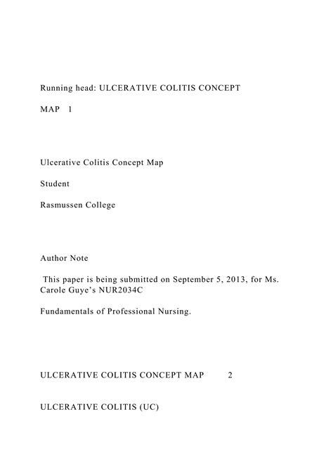 Running Head Ulcerative Colitis Concept Map 1 Docx