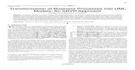 Pdf Transformation Of Business Processes Into Uml Models An