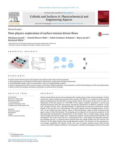 Pdf Flow Physics Exploration Of Surface Tension Driven Flows