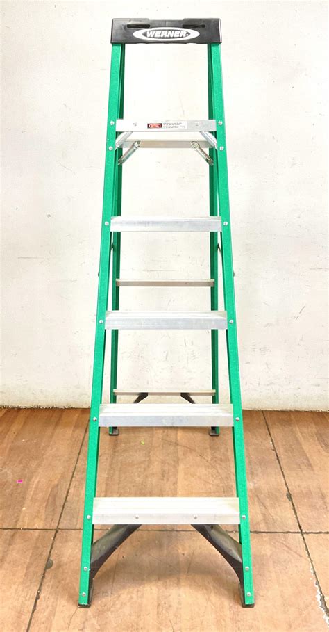 Lot Werner 6ft Fiberglass A Frame Ladder