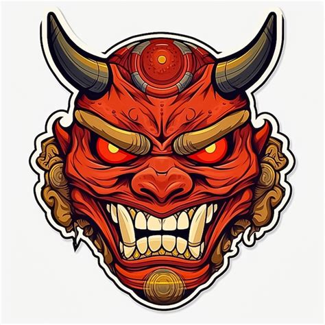 Premium Ai Image Oni Mask With Ferocious Expression And Red Eyes
