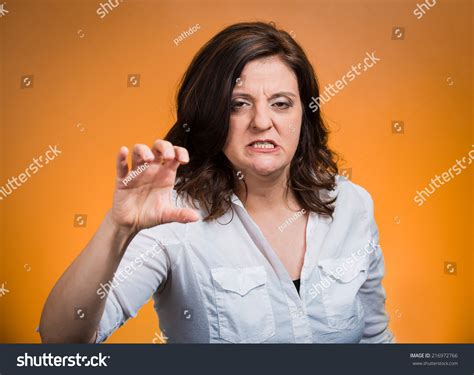 Closeup Irritated Stressed Unhappy Angry Middle Aged Woman Threatening