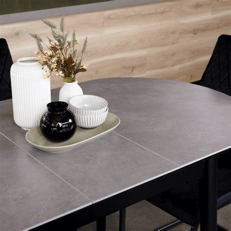 Solace Ceramic Extension Dining Table Grey Stone Clu Living Pty Ltd