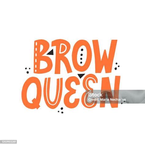 오렌지 색상의 눈썹 여왕 따옴표 손으로 그린 벡터 레터링 현대 눈썹 바 개념 디자인 개념에 대한 스톡 벡터 아트 및 기타 이미지 Istock