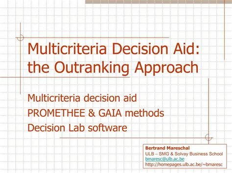 Ppt Multicriteria Decision Aid The Outranking Approach Powerpoint Presentation Id226384