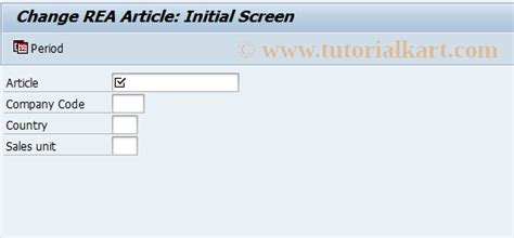 J L SAP Tcode Change REA Article Initial Screen