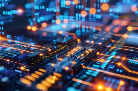 AI Brain with Neon Circuits and Holographic Elements, Representing Advanced Technology and ...
