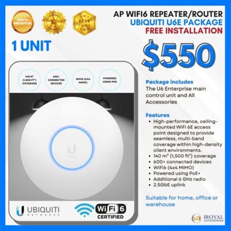 Ubiquiti U6 Enterprise Ap Wifi6 Repeater Router Ceiling Access Point Package 1 Unit With Ubiquiti U6 Enterprise Ap Wifi6 Repeater Router Ceiling Access Point Package 1 Unit With