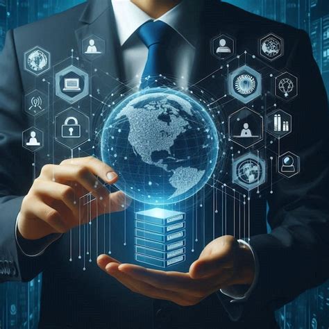 A Businessman Utilizing Virtual Cyber Security Technology And Online