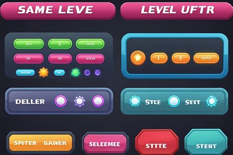Soft Style Game Ui Vector Set Select Level And Level Start Popup Button
