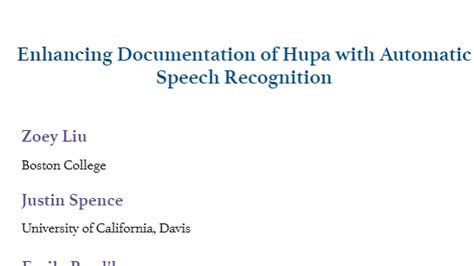 Underline Enhancing Documentation Of Hupa With Automatic Speech