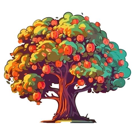 Cute Leafy Tree In Autumn Season Stock Vector Illustration Of Branch