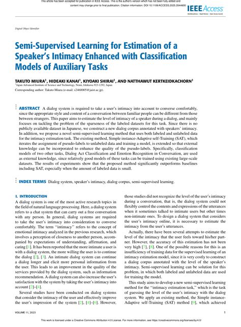 pdf semi supervised learning for estimation of a speaker s intimacy