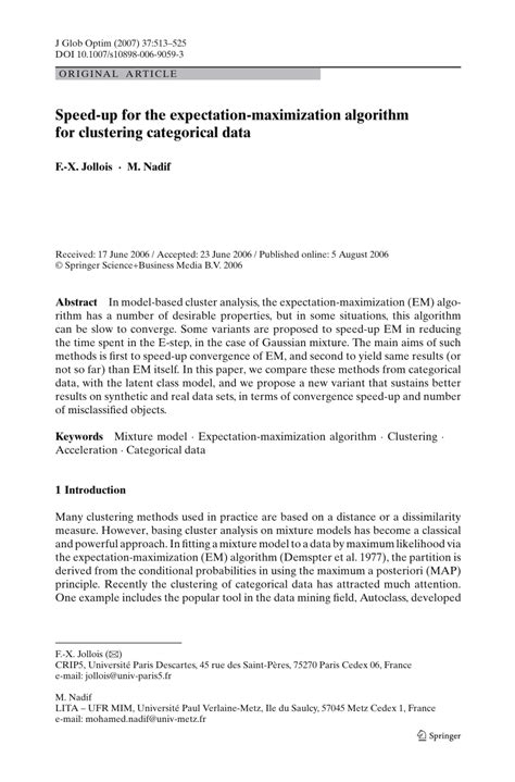 pdf speedup for the expectation maximization algorithm for clustering