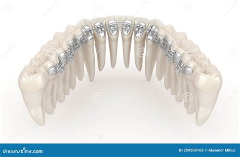Lingual Braces System 3d Illustration Concept Of Silver Braces Stock Illustration