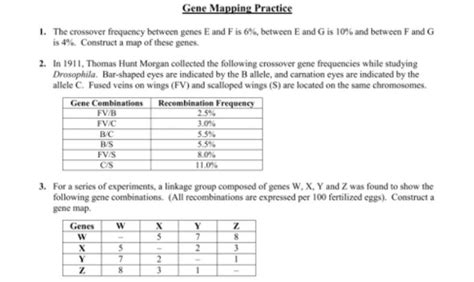 Solved Gene Mapping Practice 1 The Crossover Frequency