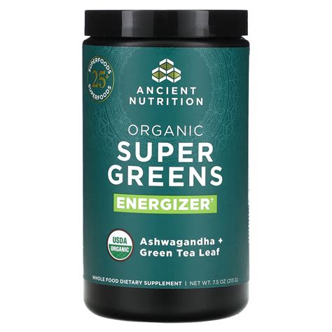 Ancient Nutrition Organic Super Greens Energizer 75 Oz 213 G