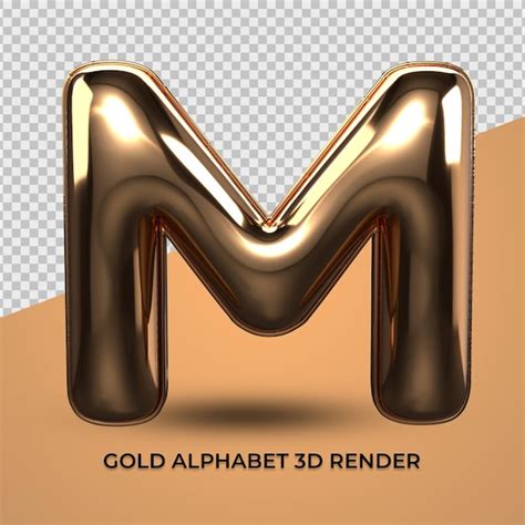 Premium Psd 3d Render Alphabet M Font Gold Style
