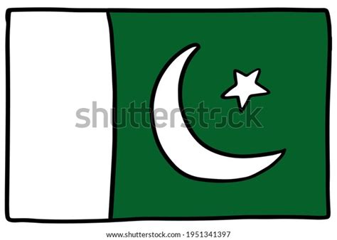 Pakistan Flag Doodle Hand Drawing Sketch เวกเตอร์สต็อก ปลอดค่า