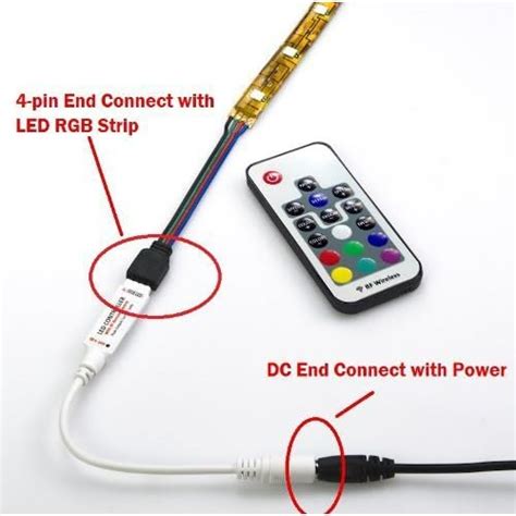 Dc 5v 24v 12a 17 Key Inline Rgb Led Controller Kit With Rf Wireless