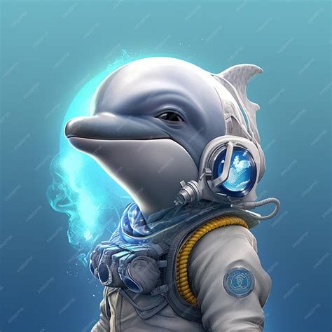 Premium Photo Dolphin In Space Suit With Helmet And Goggles On Generative Ai
