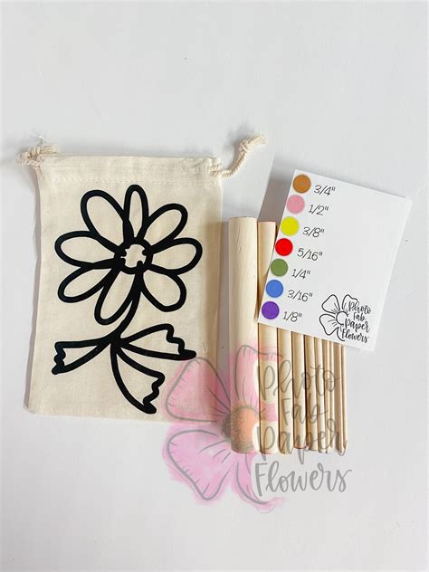 6 Wooden Round Dowels Dowel Rods Paper Flower Tools Variety Pack