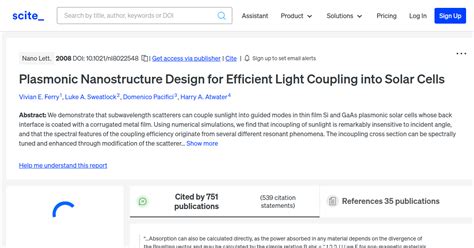 Plasmonic Nanostructure Design For Efficient Light Coupling Into Solar Cells