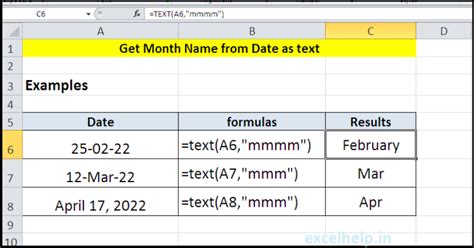 Get Month Name From Date As Text In Excel Excel Help