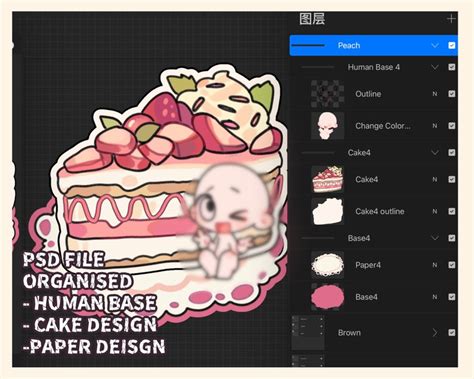 4 Cute Chibi Cake Bases Commission Liscense Etsy