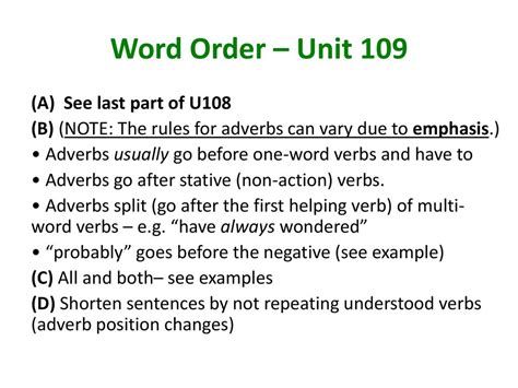 Week 17 Word Order Units 98 108 109 Joe Ppt Download